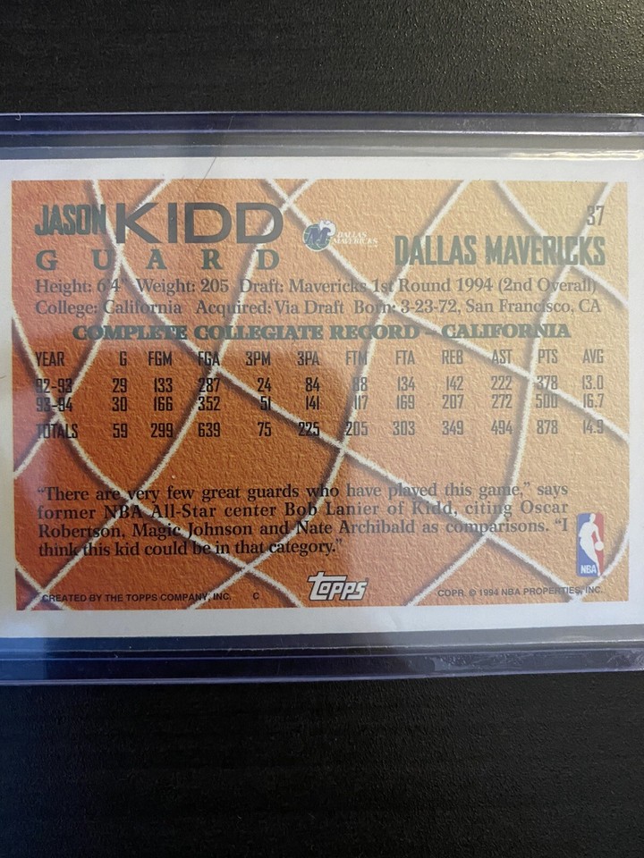 Jason Kidd Rookie Card Topps | eBay
