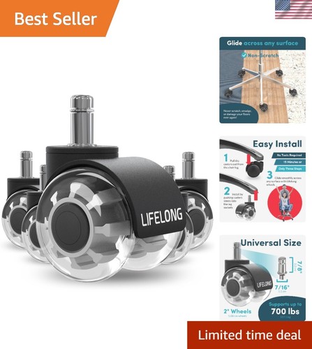 Set of 5 Universal Rubber Chair Casters for Smooth Glide and Floor ...