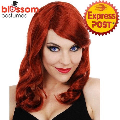 W844 Scarlett Red Mermaid Jessica Rabbit Poison Ivy Costume Wig Hair ...
