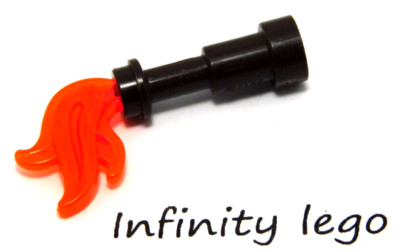 10 LEGO Torch Fire Dark Brown with Trans-Neon Orange Flame Fire Castle ...