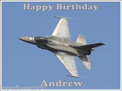 Personalised F16 Fighter Jet Plane Edible Icing Birthday Cake Topper A4 ...