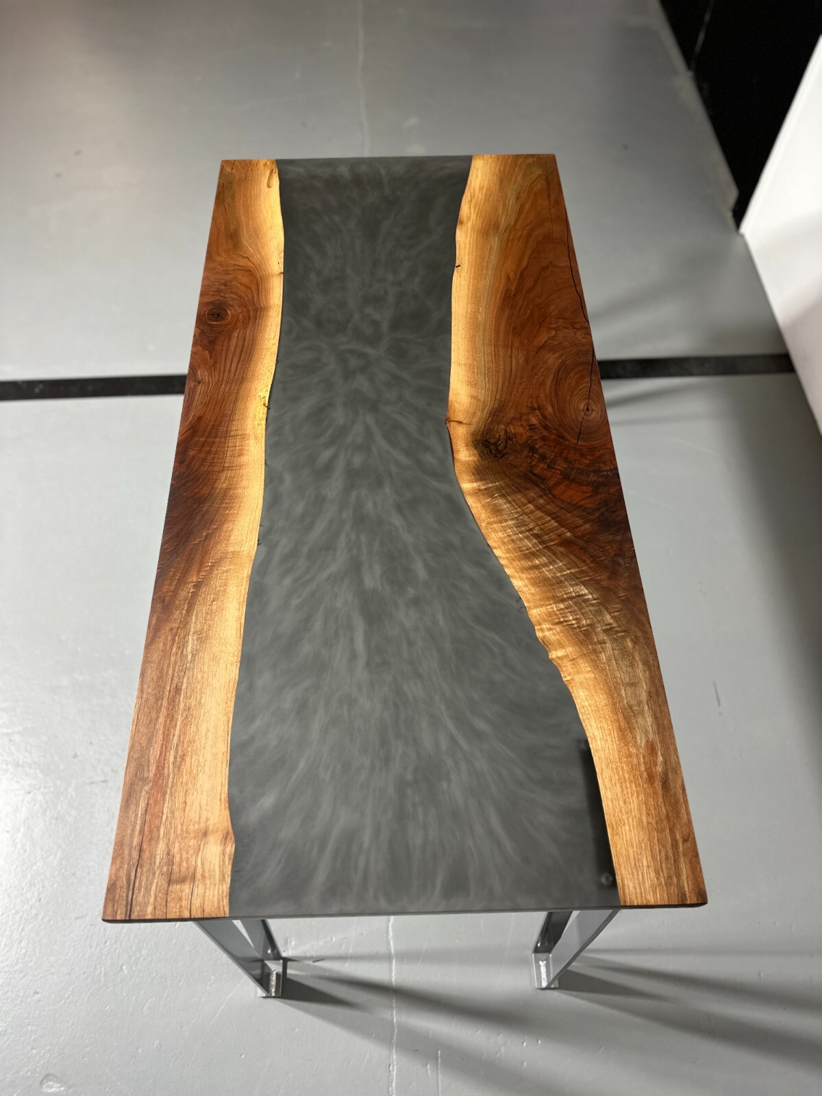 One of a kind sleek and stylish Black Walnut and Epoxy Resin computer ...