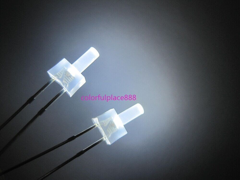 100pcs, New 2mm White Diffused Flat Top Diffused LED Leds Light Free ...