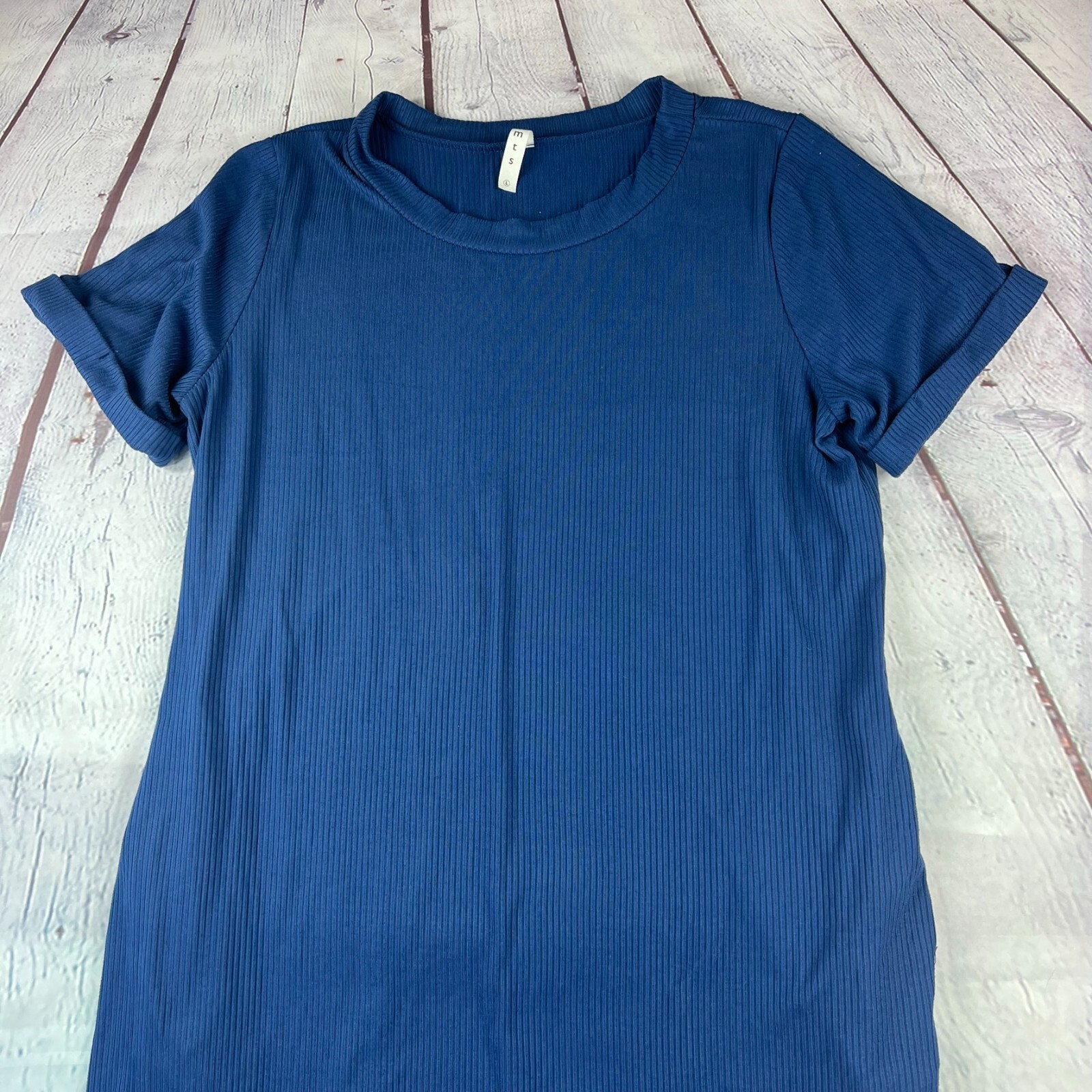 mts Womens Short Sleeve Blue Shirt Dress Sz Large | eBay
