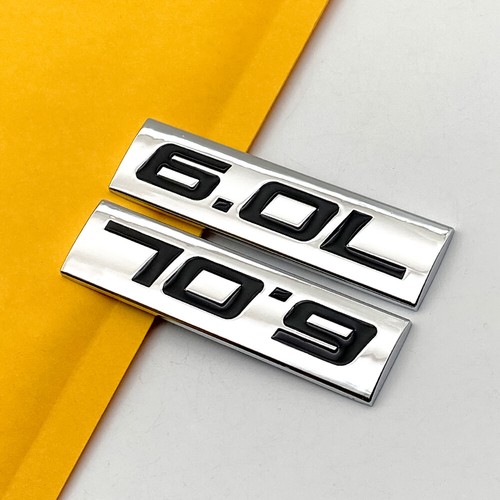 2x Car Fender Chrome Black Metal 6.0L Emblem V6 V8 Engine Logo SUV ...