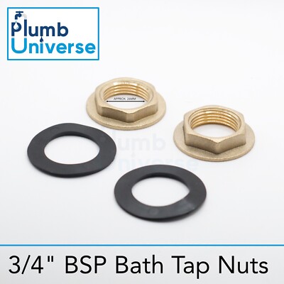3/4" BSP Brass Bath Tap Back Nuts Fixing Nuts With Rubber Washers | eBay UK