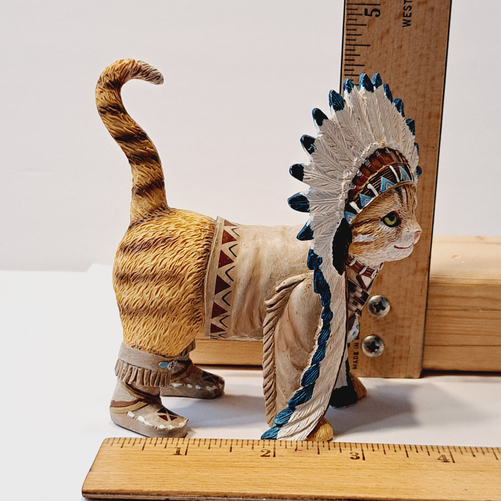 The Hamilton Collection Feathers 'N Fur CAT Figurine CHEIF RUNS WITH ...