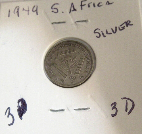 1949 SOUTH AFRICA 3 PENCE SILVER COIN | eBay