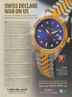 2013 Stauer Bienne Watches - "Swiss Declare War On Us" - Magazine Print ...