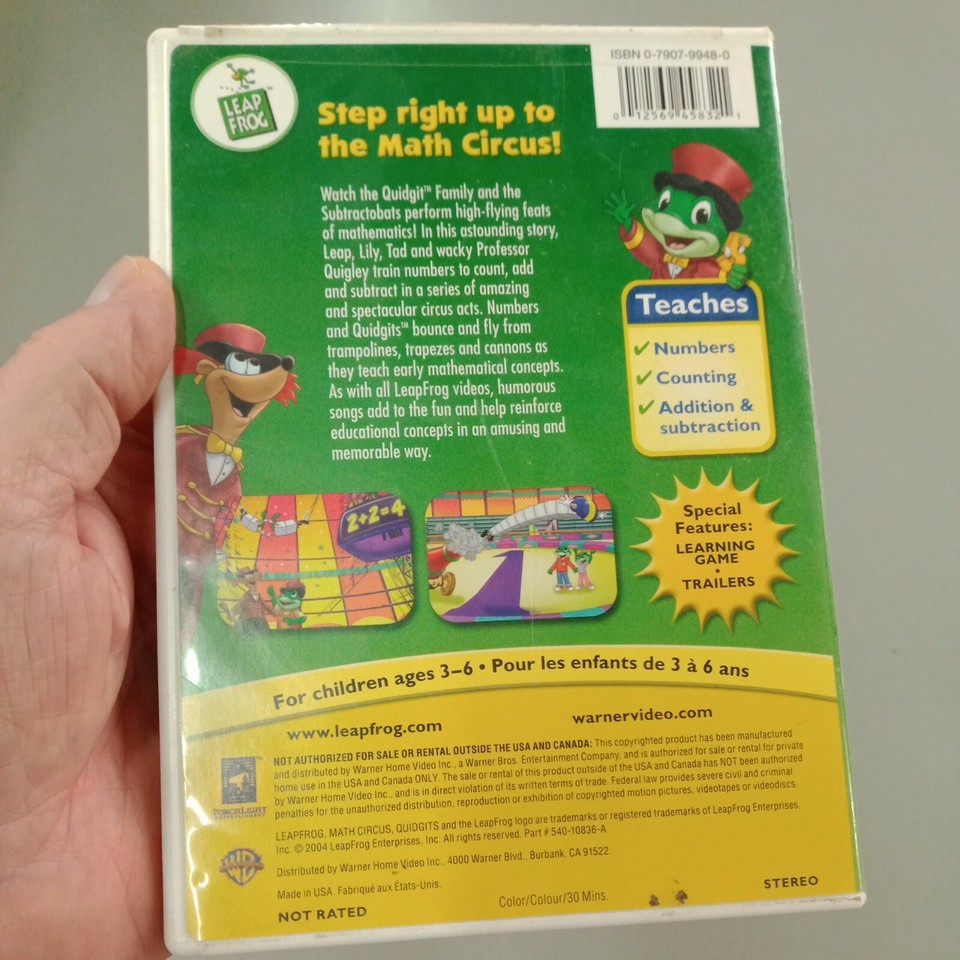 Leap Frog, Math Circus, DVD, 2004, Ages 3-6, Counting, Numbers, Add ...