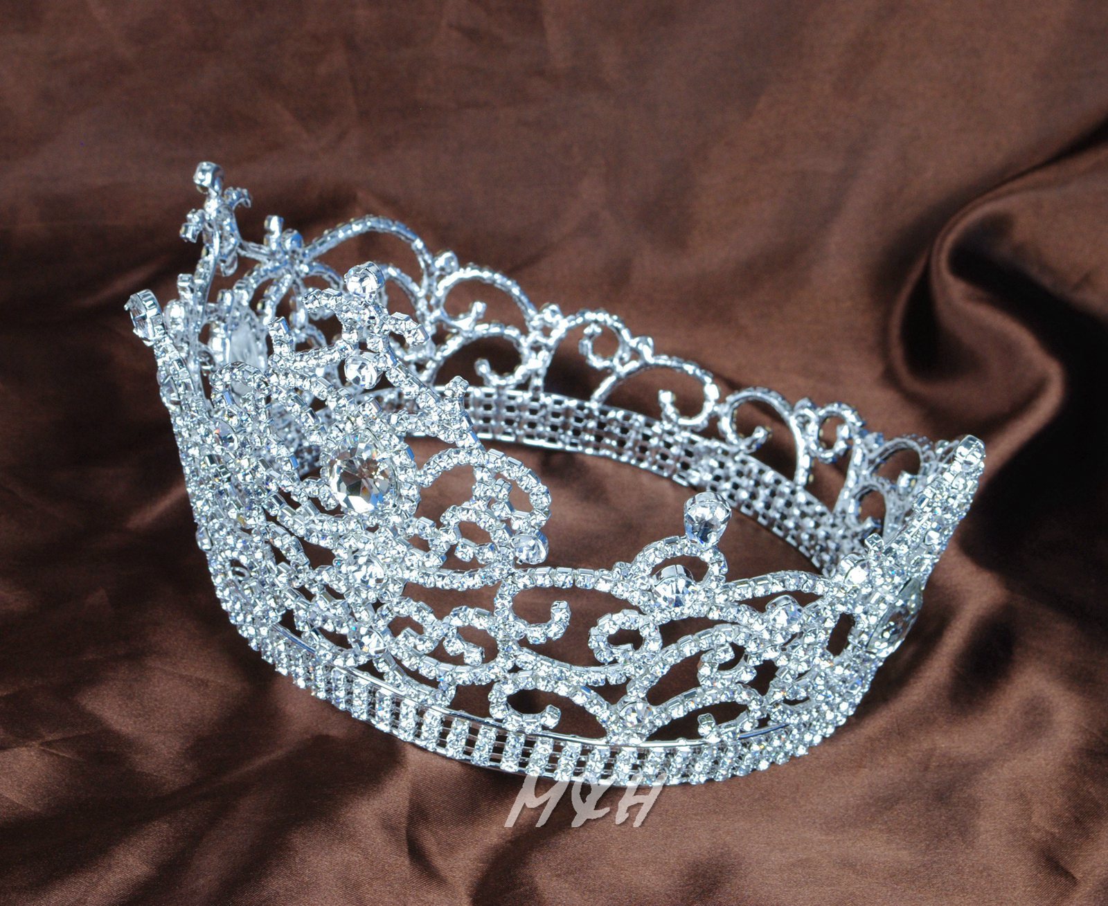 Gorgeous Large Tiara Diadem Floral Crown Rhinestone Wedding Beauty ...