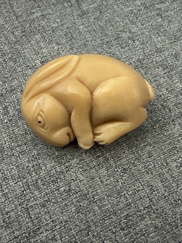 Japanese Tagua Nut Wood Netsuke Rabbit Hand Carved | eBay