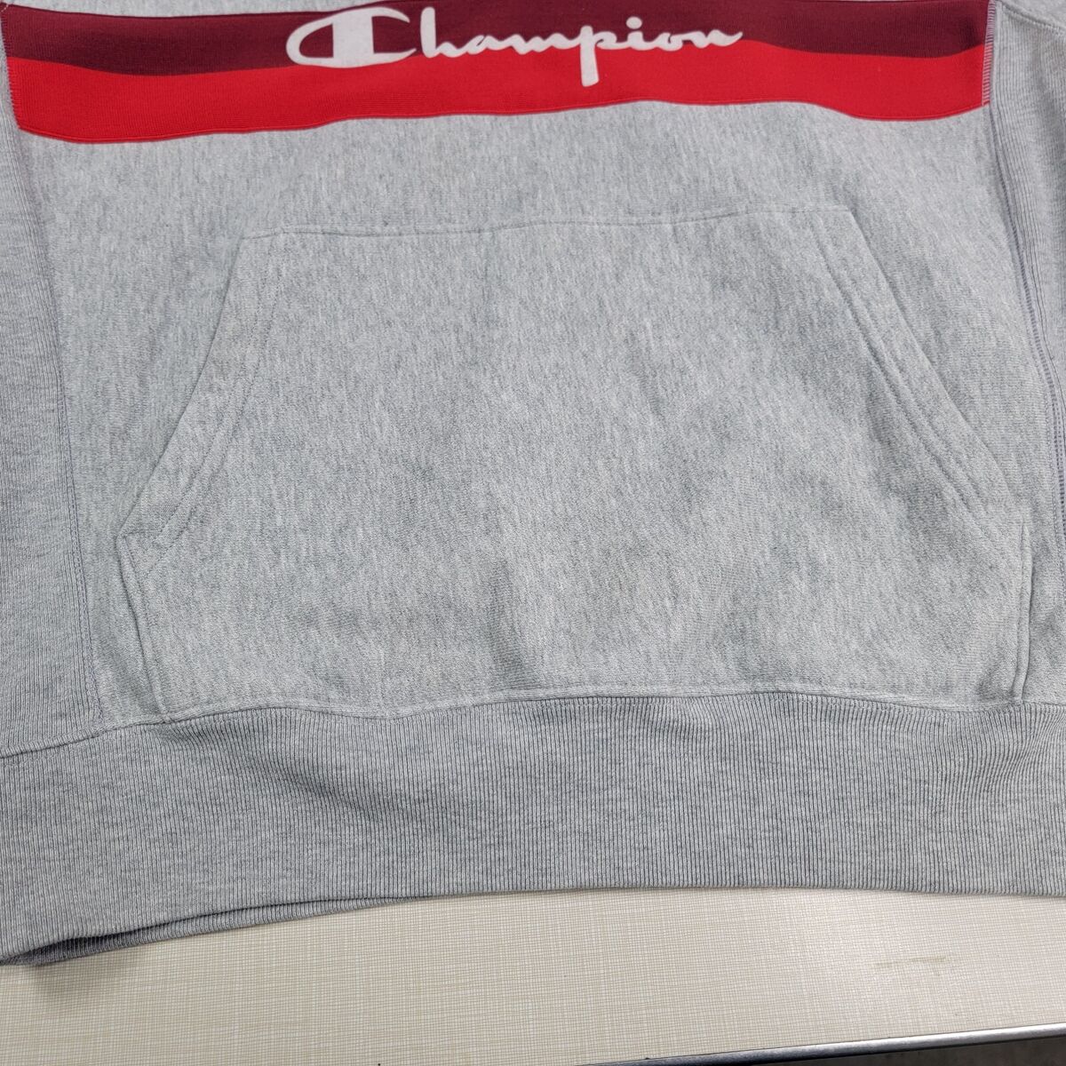 Vintage 90s Champion Reverse Weave Gray w Red Stripe Hoodie Vintage 90s Champion Reverse Weave Gray w Red Stripe Hoodie
