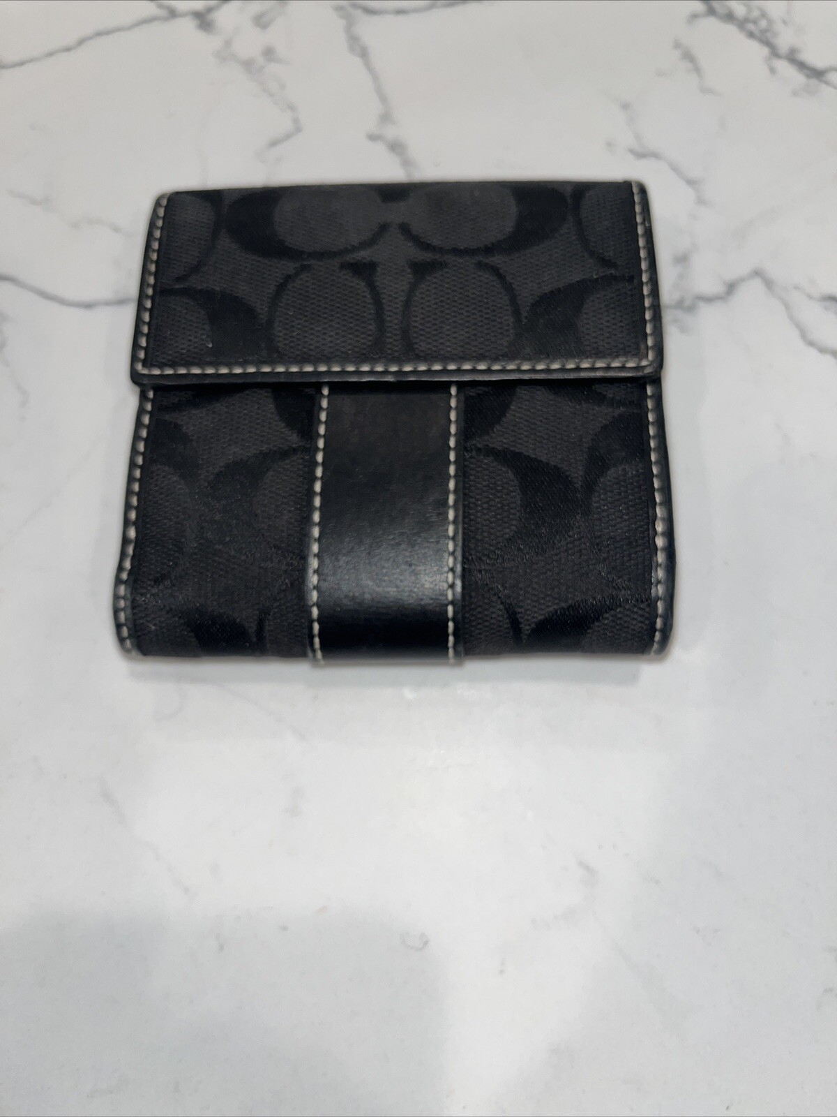 COACH COMPACT SMALL BLACK/BLACK LEATHER WALLET - Gem