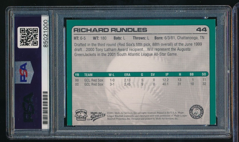 2001 Multi-Ad Sports Rich Rundles #19 signed auto PSA/DNA deceased ...