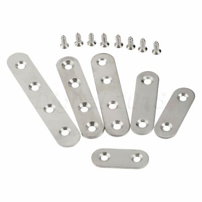 2pcs Straight Flat Stainless Steel Brackets Furniture Repair Fixing ...