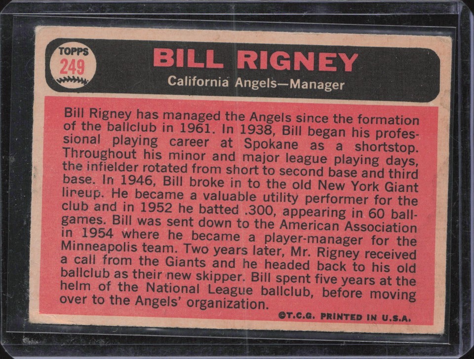 1966 Topps Bill Rigney California Angels | eBay