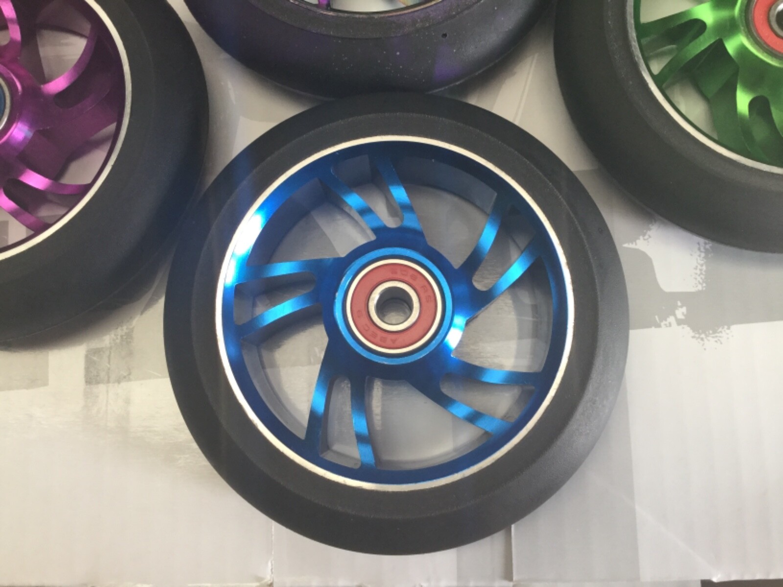 110mm Alloy Scooter Wheel Black Blue Green Jet fuel-Oil slick Red ...