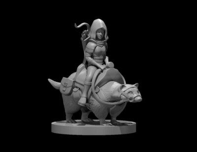 Halfling Female Ranger on Giant Badger 28mm Scale DND D&D Tabletop ...