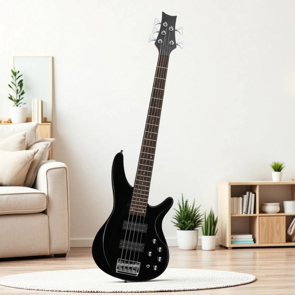 5-String Beginner Electric Bass Guitar Set - HH Pickups Bag IB-Style ...