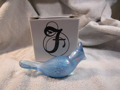 Fenton Blue Jay Iridescent Blue Carnival Glass Cardinal Bird Figurine ...