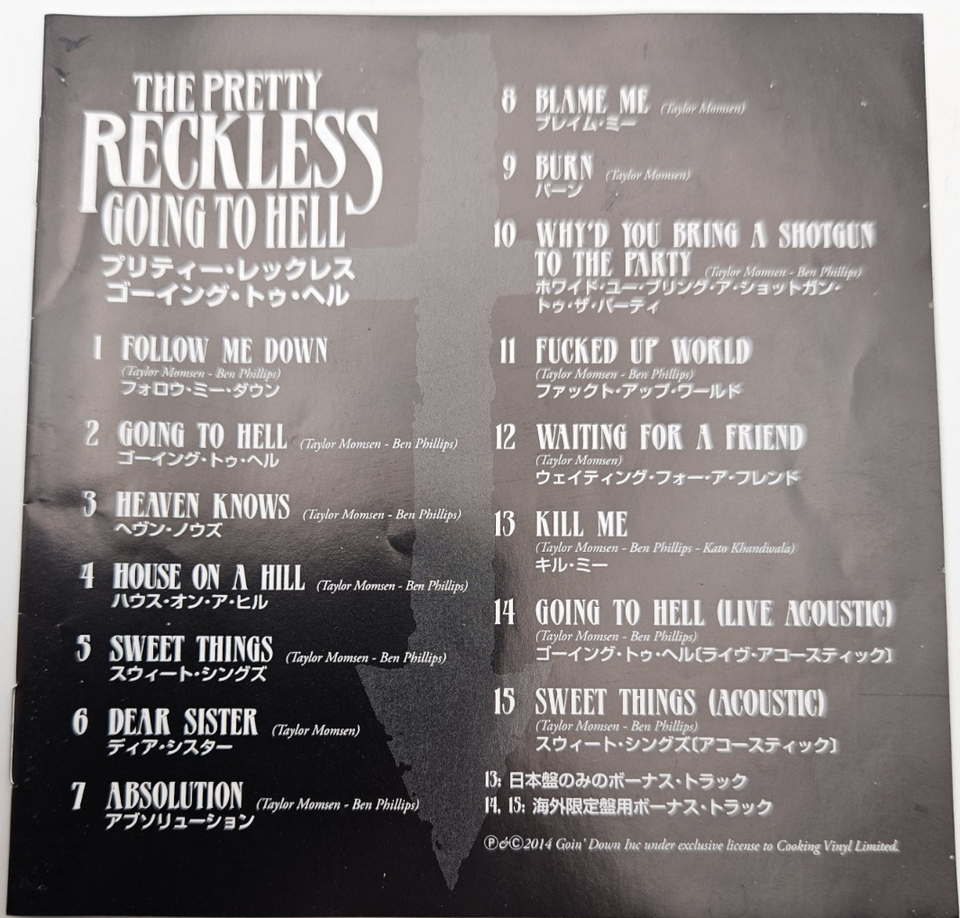 THE PRETTY RECKLESS Going To Hell Japan CD VICP 65213 w/OBI ...