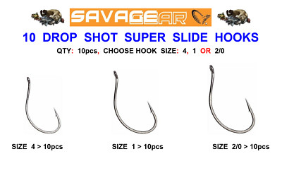 SAVAGE GEAR DROP SHOT SUPER SLIDE HOOKS FOR RIB WORM PRO GRUB CRAYFISH ...