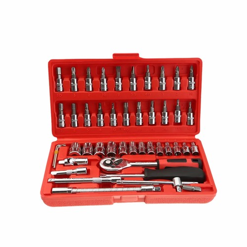 46Pcs Socket Set Car Repair Tool Ratchet Torque Wrench Kit 1/4" Drive ...