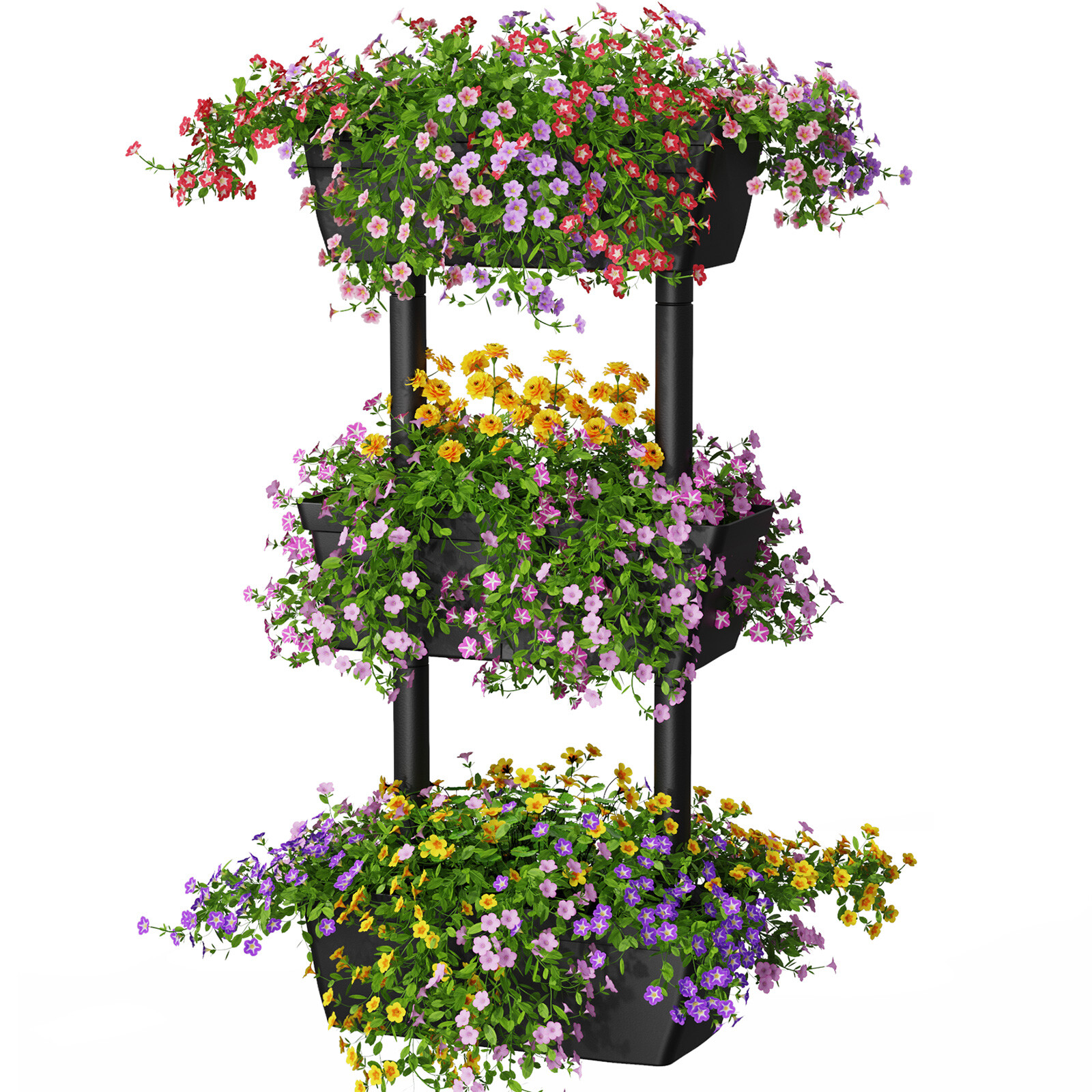 3-Tier Raised Garden Bed Vertical Freestanding Flower Pot Stand Planter ...