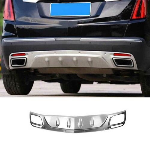 FOR CADILLAC 2020-2022 XT5 SILVER STEEL REAR BUMPER DIFFUSER SPOILER ...