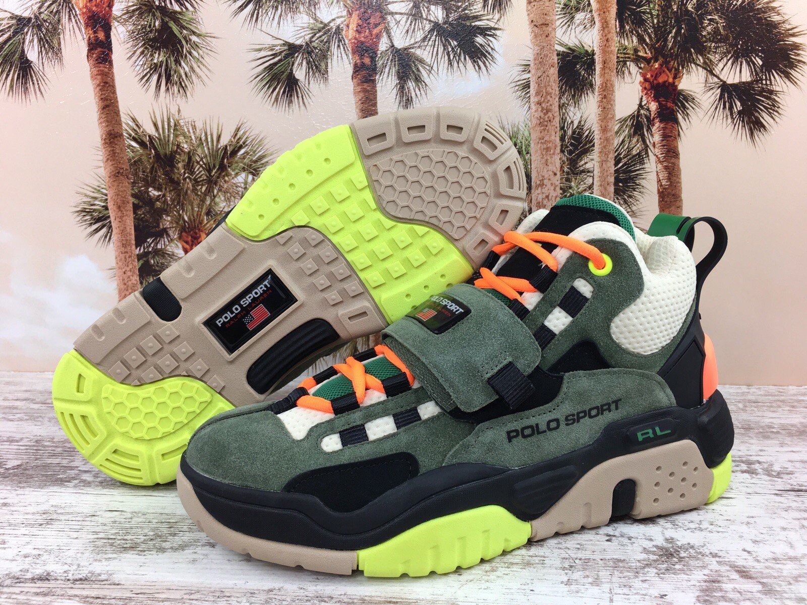 Polo Sport Ralph Lauren PS100-SK-HTL Olive High Top Sneakers Men's Size ...