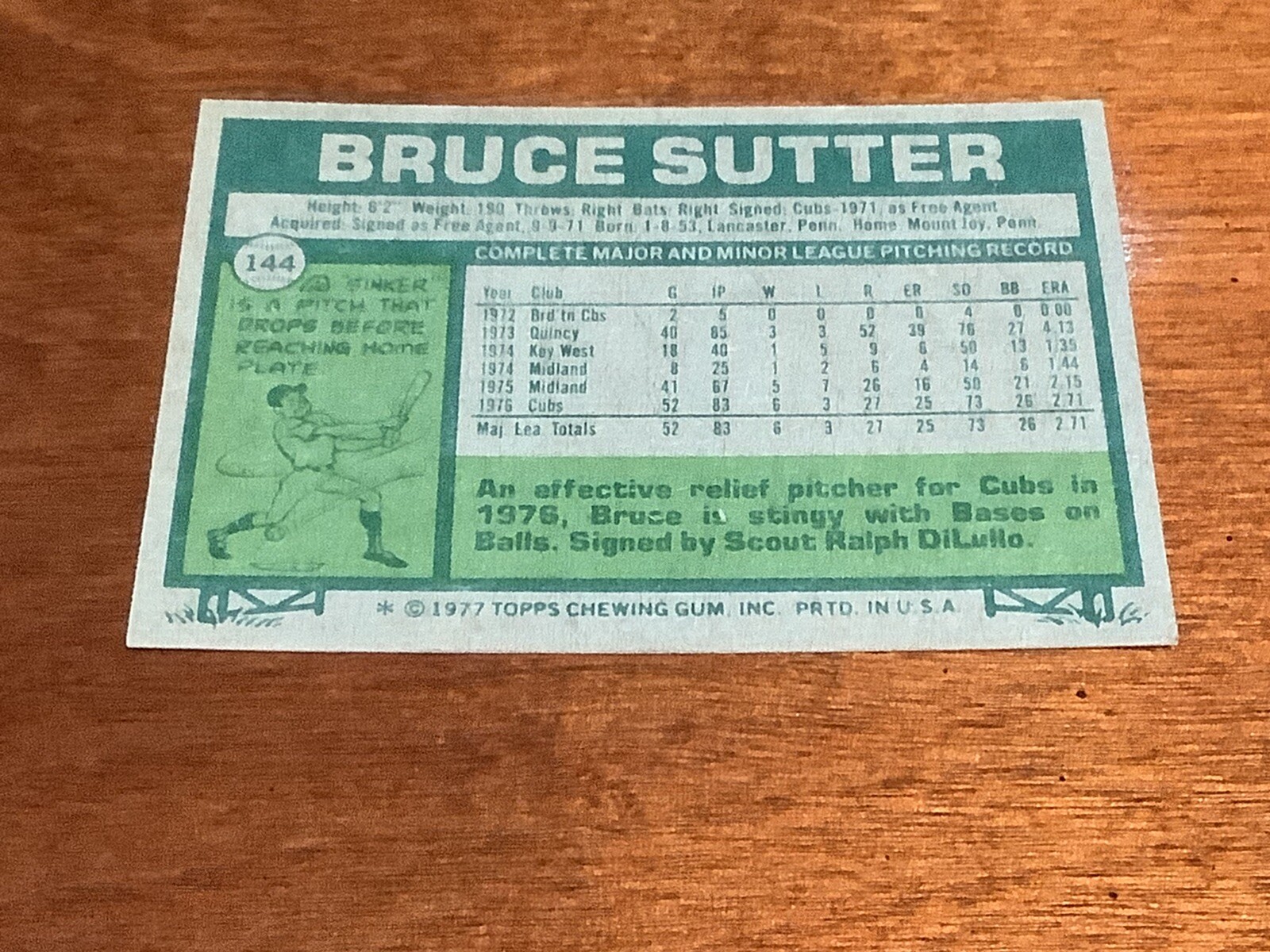1977 TOPPS #144 BRUCE SUTTER Rookie Card Chicago Cubs Hall Of Fame | eBay