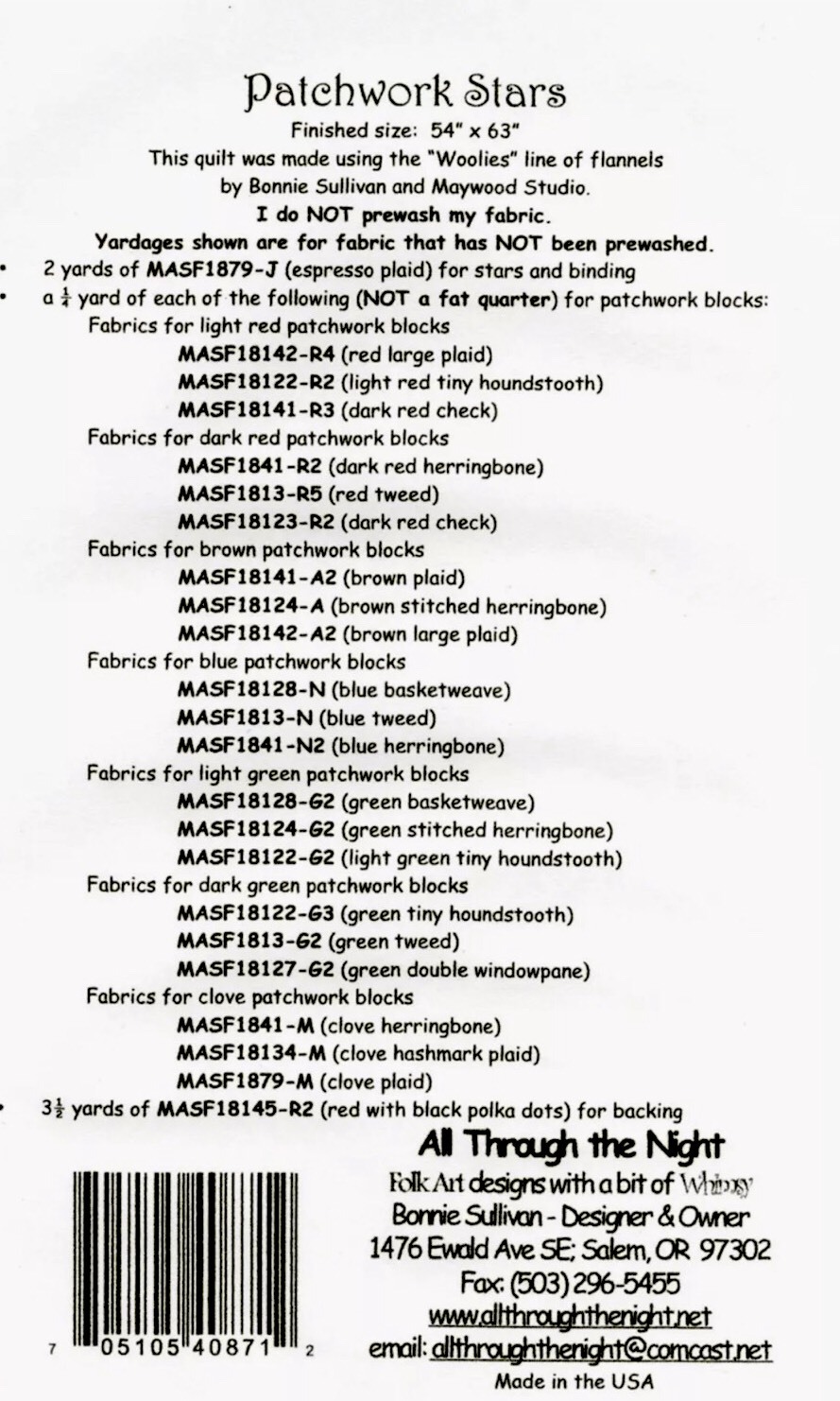 Patchwork Stars Quilt Pattern from All Through the Night 54" x 63" | eBay