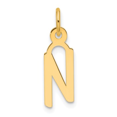 14K Yellow Gold Slanted Block Letter N Initial Charm | eBay