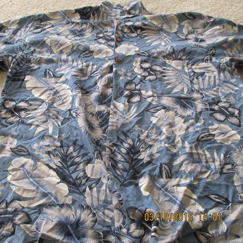 Bobby Chan Hawaiian Style Shirt, 100% Silk, S/S, Floral & Palm Frond ...
