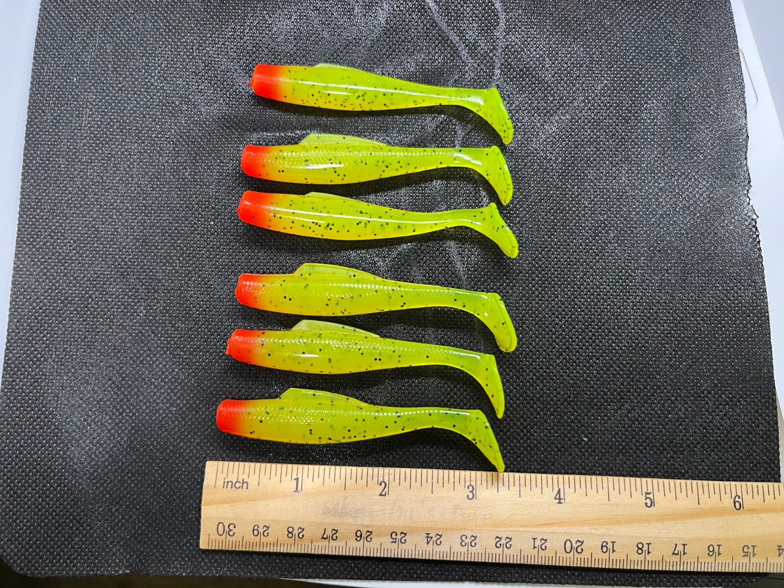 Chartreuse red fishing lure 12 pcs 3 1/4 inch swimbaits paddle tail ...