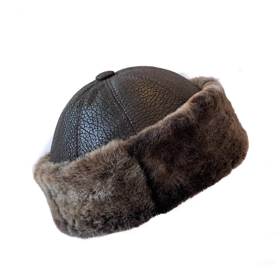 Real Shearling Sheepskin Winter Hat | Fur Beanie Leather Skull Hat | eBay