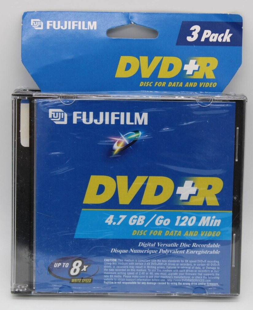 Lot of 3 Fujifilm DVD-R 4.7 GB 120 min Data Video Recordable NEW | eBay