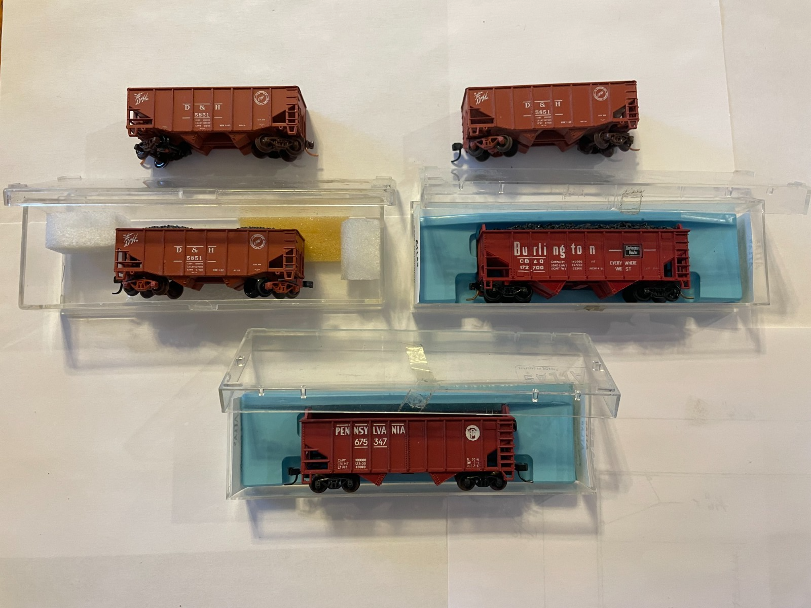 Atlas N Gauge Coal Hoppers - 5 cars in great condition - 2 w/no boxes ...