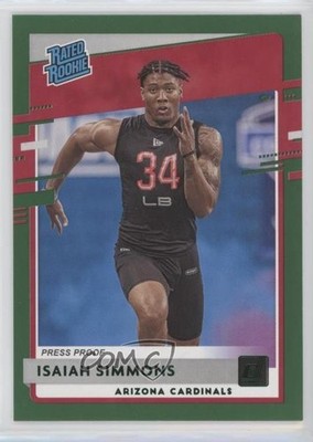 2020 Panini Donruss Rated Press Proof Green Isaiah Simmons #349 Rookie ...
