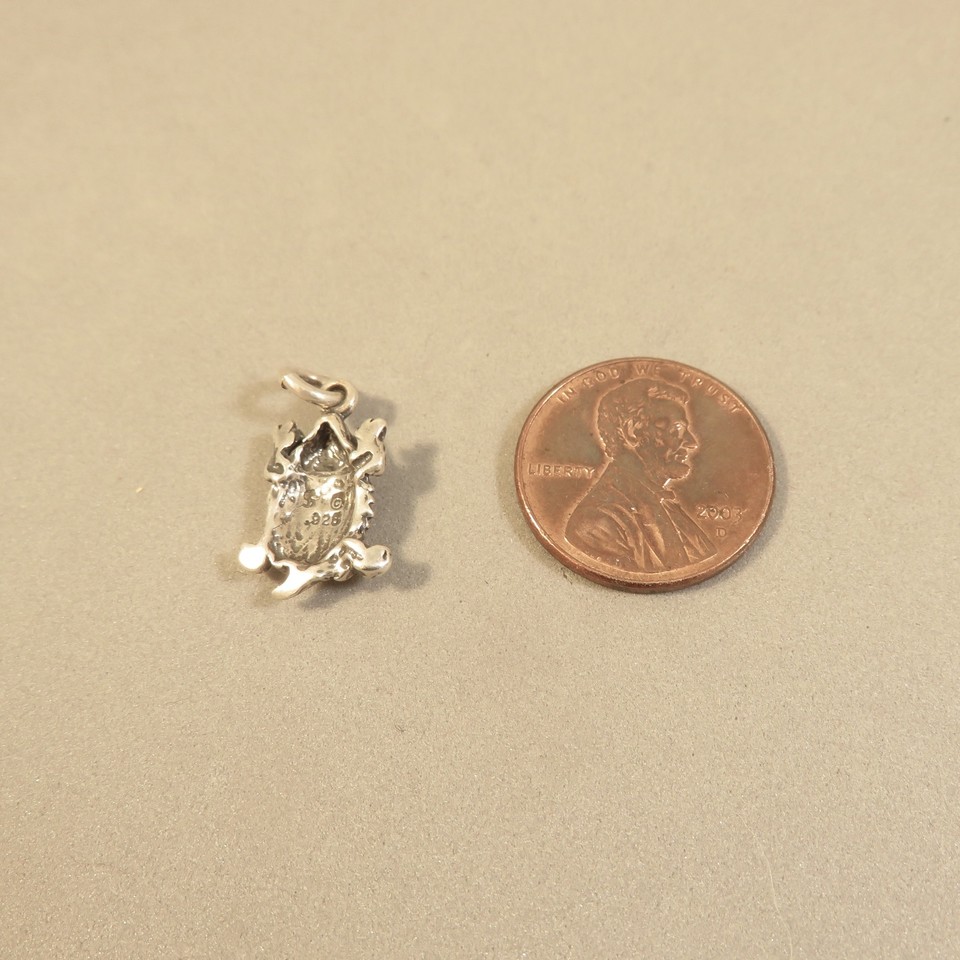 .925 Sterling Silver 3-D HORNED TOAD CHARM NEW Sm Pendant Texas Frog ...