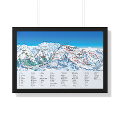 Zermatt Trail Map Framed Poster Ski Resort 30x20 | eBay