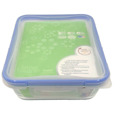 Pyrex Snapware 6-Cup Rectangle Glass Storage Dish with Clear Blue Lid ...