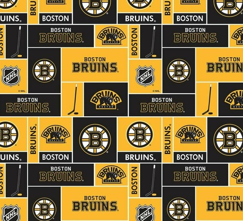 Boston Bruins Hockey Cotton Fabric NHL Block Print by the 1/4,1/2,Yard ...