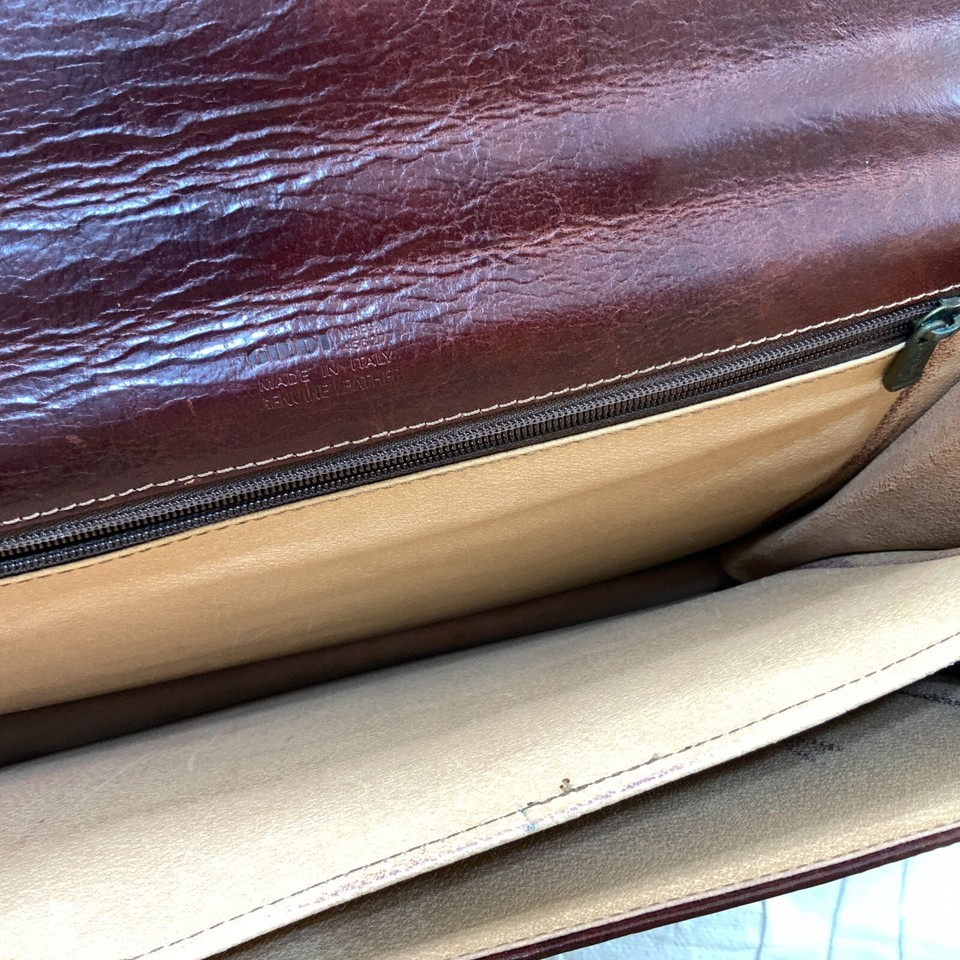 Vintage GIUDI Briefcase Leather Redish Brown Size 16x12.5x4 | eBay