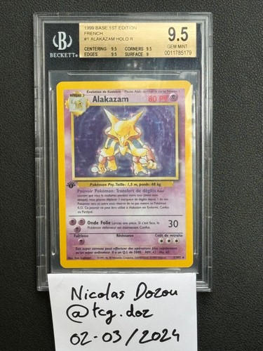 1999 POKEMON Alakazam Base Set 1st edition FRENCH BGS 9.5 (PSA 10 ?) 1/ ...