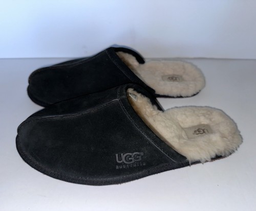 UGG SCUFF SLIPPER MEN'S BLACK SUEDE Wool Inside Slip On SIZE 13 | eBay