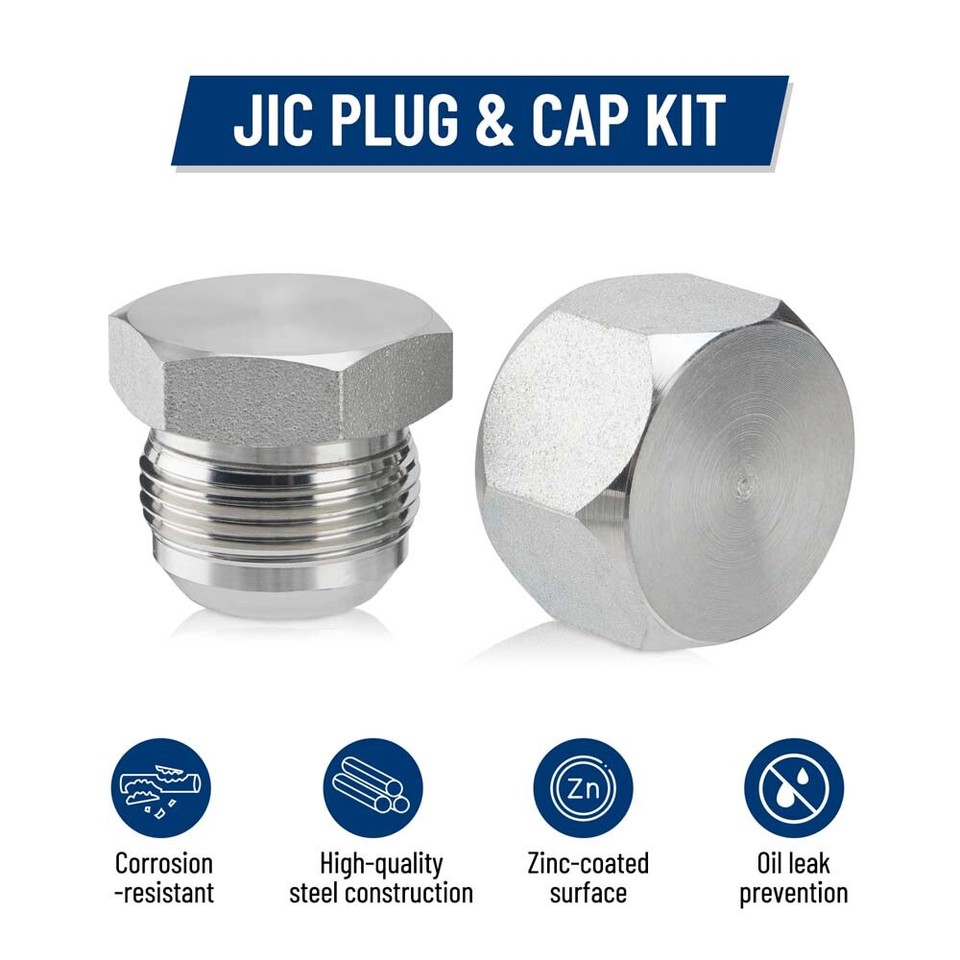 64Pcs JIC 37° Flare Thread Cap & Plug Kit 37 Degree JIC Cap and Plug ...