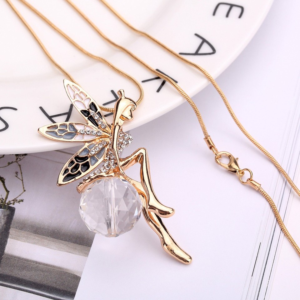 Schöne Engel Fee Flügel Halskette Strass Pullover Schmuck ...