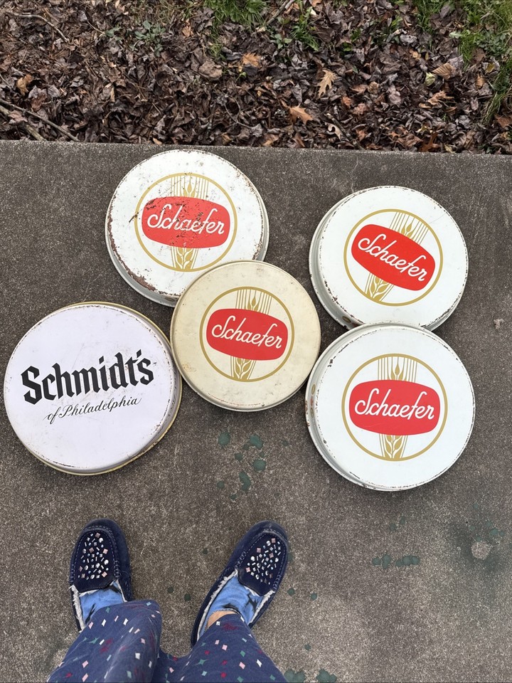 NOS Lot 2 Vintage Schaefer Lager Beer Bar 12" Metal Trays Old Tavern ...